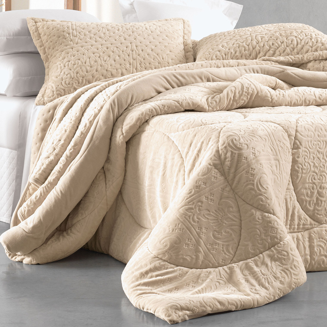 Edredom Casal Altenburg Blend Elegance Plush Harmonic - Bege - Altenburg