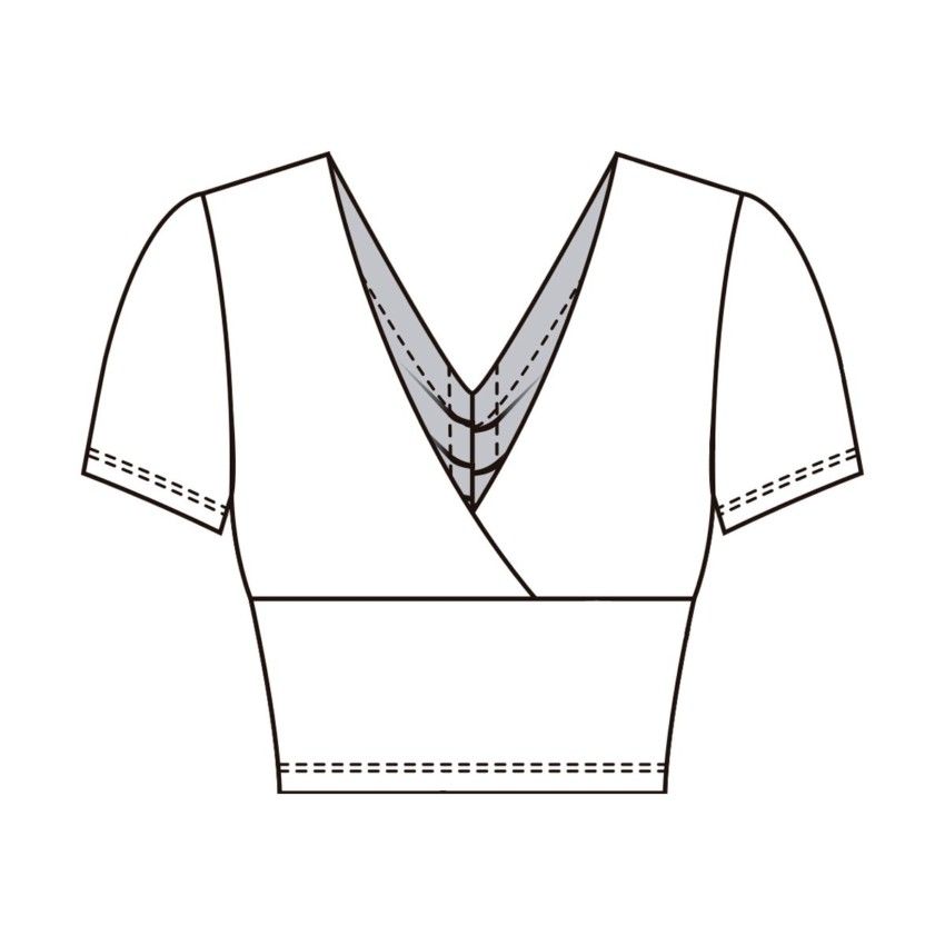 Molde Blusa Cropped Transpassada Com Túnel Costas Feminino