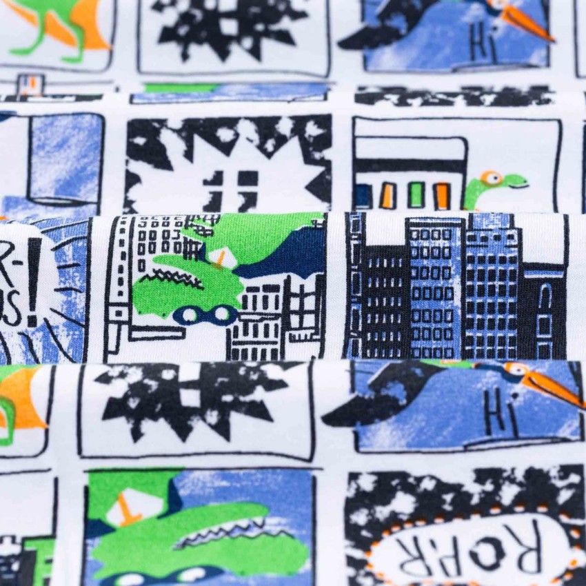 Malha Body Estampada - Super Saurus Fundo Branco (Fora de Coleção ...