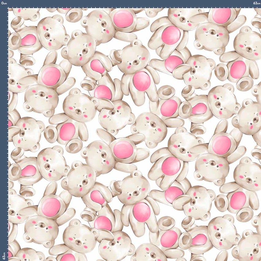 Malha King Size Estampada 30X1 Penteada - Doce Ursa Fundo Champagne ...