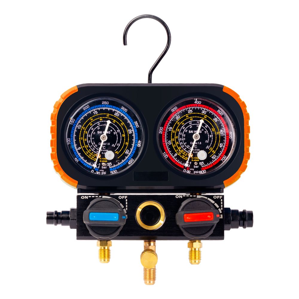 Manifold 2 Vias Premium R134A/R22/R32/R410A sem mangueiras - Suryha