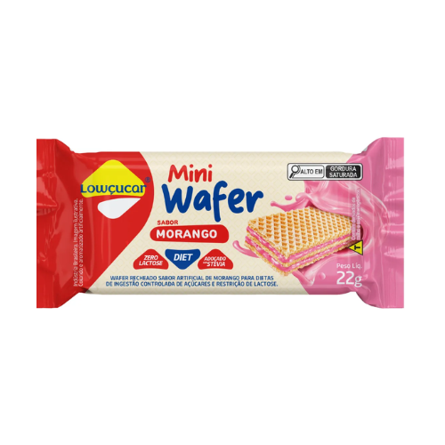Mini Wafer Zero Lowçucar Morango dp 20x22g - Seu Stok