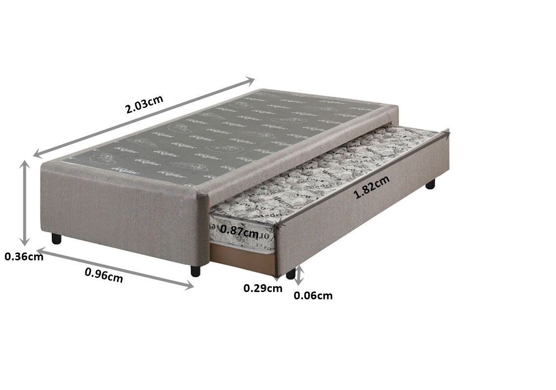 Somiê Auxiliar Casal de Espuma Cinza Chumbo Liso 138x188x36cm ...