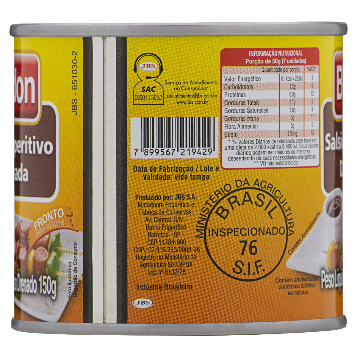 Salsicha Aperitivo Defumada Bordon Lata 150g - Minha Cooper