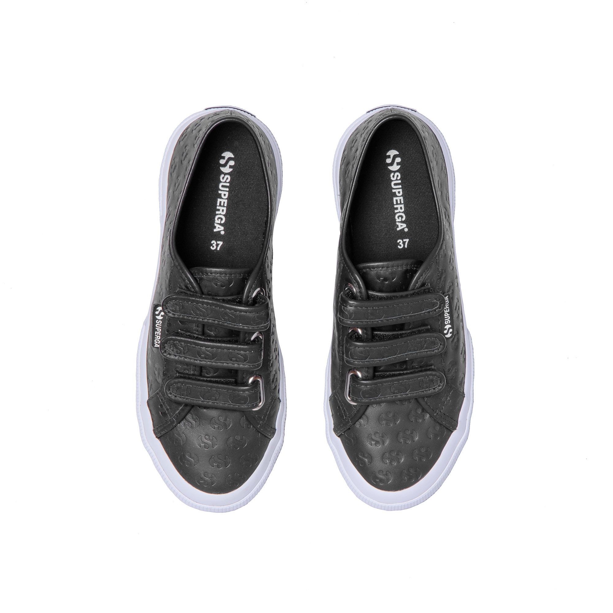 2750 3 STRAPS LEATHER LOGO BLACK - 34 - Superga