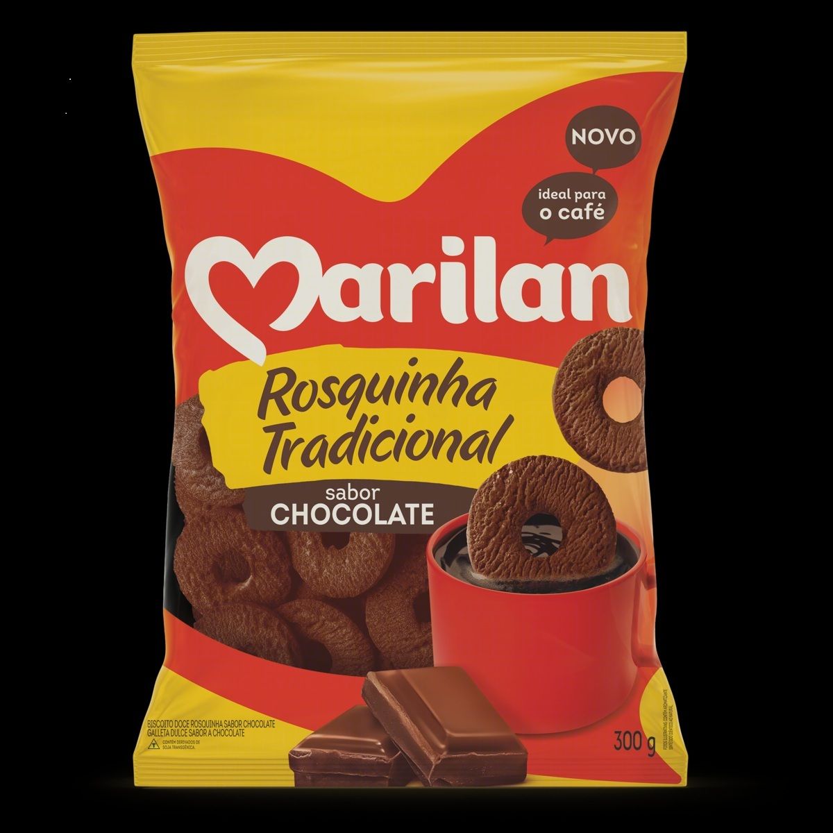 BISCOITO ROSQUINHA CHOCOLATE MARILAN 300GR, KIT 4 UN - Tozzo Alimentos Ltda