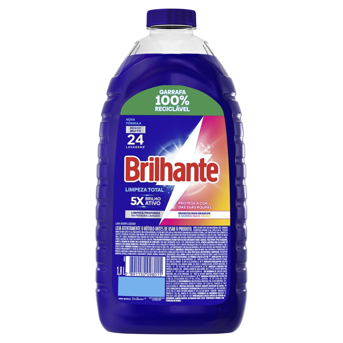 LAVA ROUPAS LÍQUIDO BRILHANTE LIMPEZA TOTAL 1.8LT, CX C/6 - Tozzo ...
