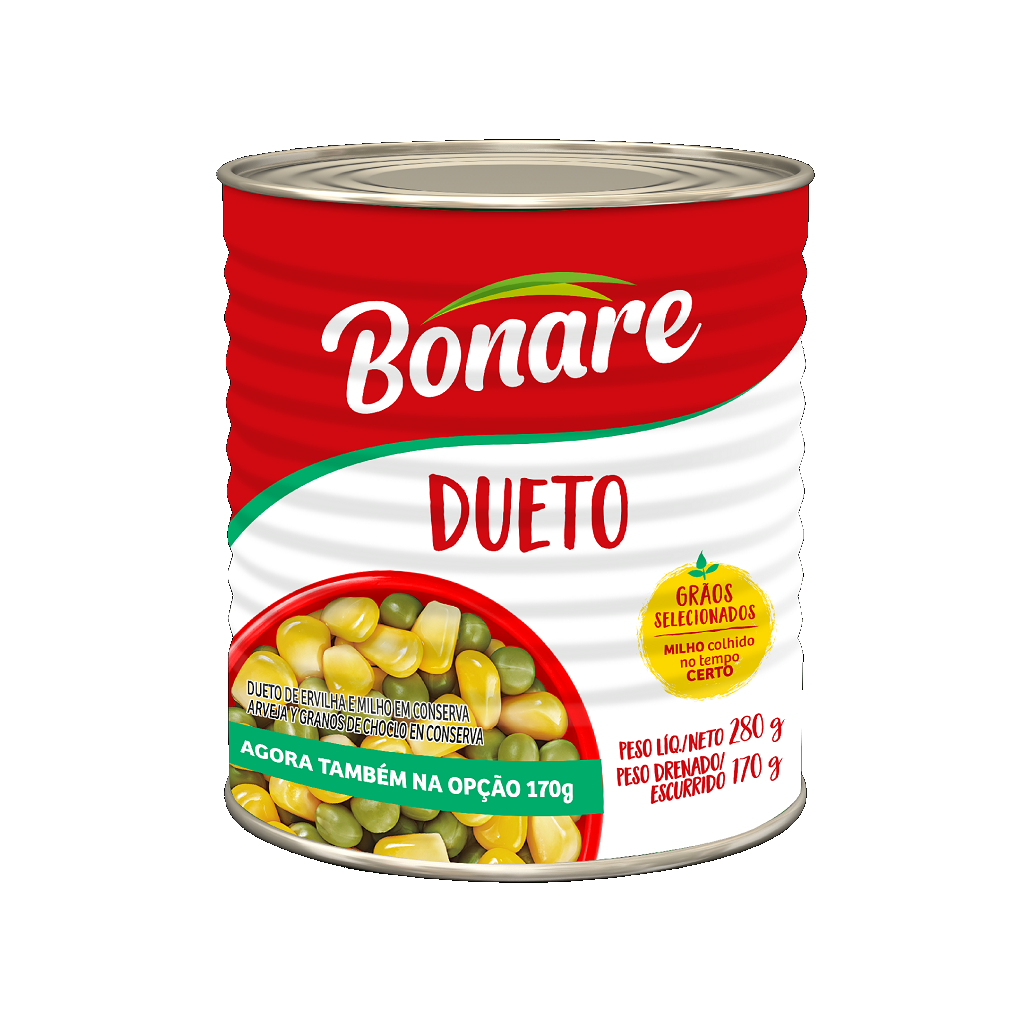 ERVILHA COM MILHO DUETO BONARE UNIDADE 170GR, CX C/24 - Tozzo Alimentos ...