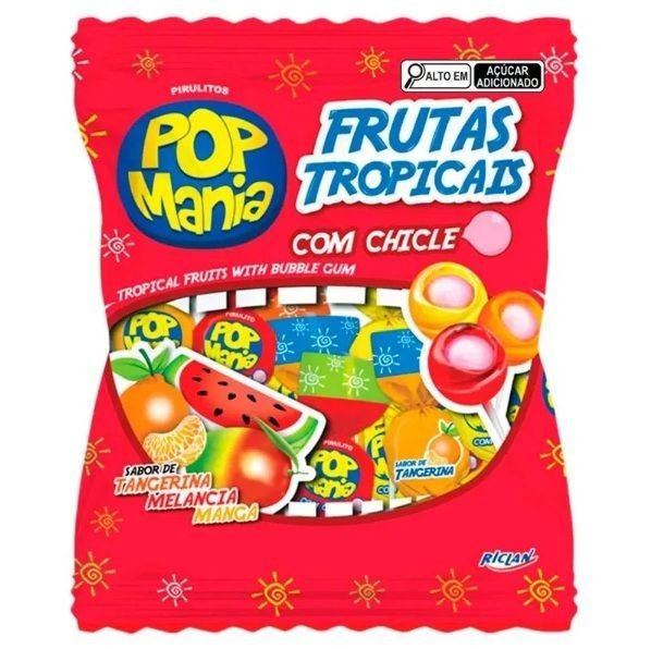 PIRULITO POP MANIA FRUTAS TROPICAIS 500G - Tozzo Alimentos Ltda