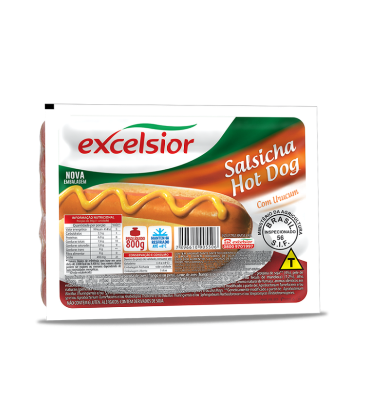 SALSICHA HOT DOG EXCELSIOR 800GR, KIT 7 UN - Tozzo Alimentos Ltda