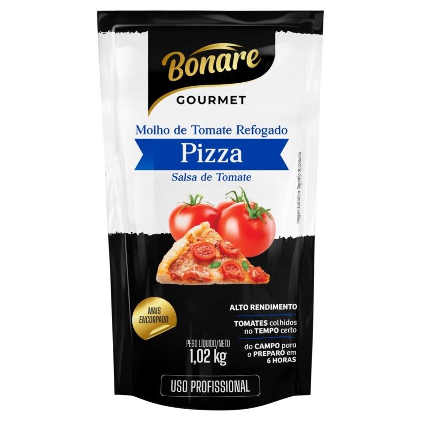 MOLHO DE TOMATE REFOGADO PIZZA BONARE GOURMET SACHÊ 1,02KG - Tozzo ...