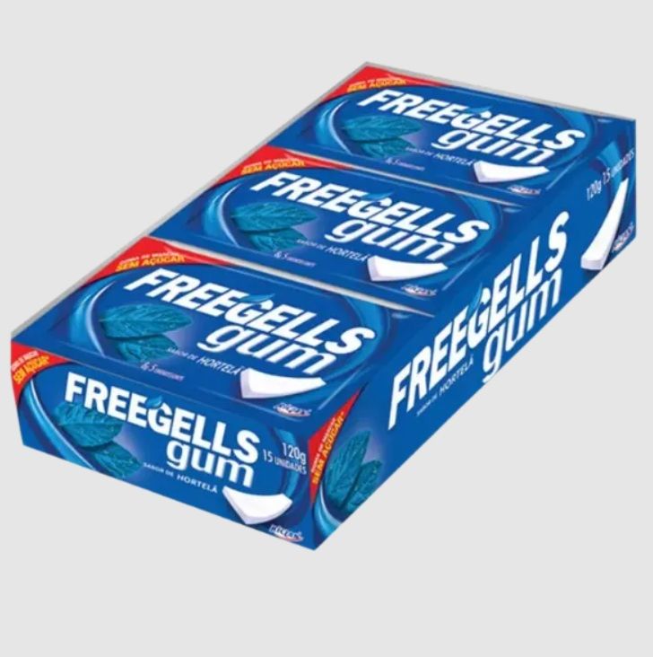 CHICLE RICLAN FREEGELLS GUM HORTELA, KIT 15 UN - Tozzo Alimentos Ltda
