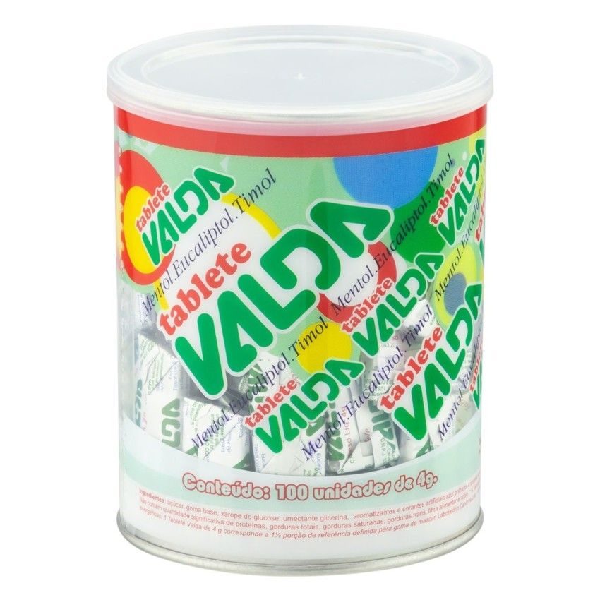 VALDA TABLETE MENTOL, EUCALIPTOL E TIMOL POTE 100 UN - Tozzo Alimentos Ltda