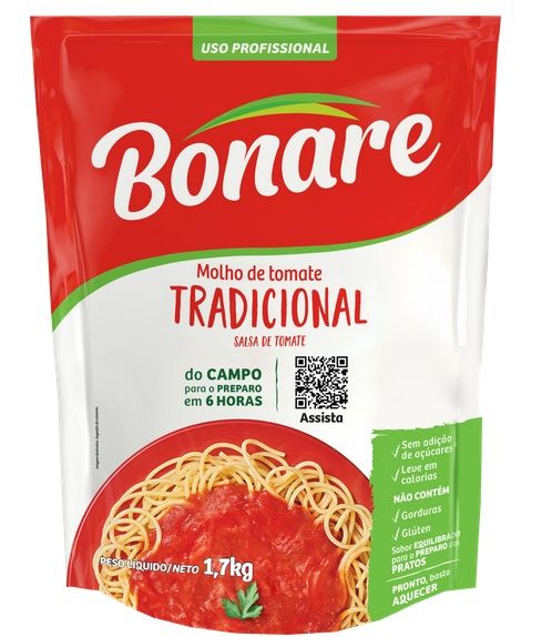 MOLHO TOMATE TRAD. BONARE SACHE 1.7KG - Tozzo Alimentos Ltda