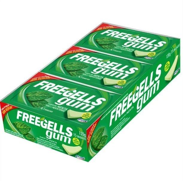 CHICLE RICLAN FREEGELLS GUM MENTA, KIT 15 UN - Tozzo Alimentos Ltda
