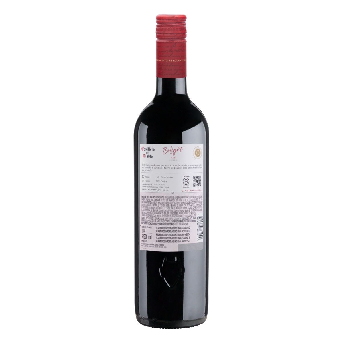 VINHO CHILENO TINTO MEIO SECO RED CASILLERO DEL DIABLO BELIGHT 750ML ...