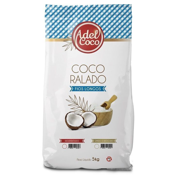 COCO RALADO ADELCOCO DESIDRATANTE FLOCOS PACOTE 5KG - Tozzo Alimentos Ltda