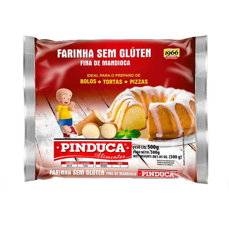 FARINHA DE MANDIOCA SEM GLÚTEN PINDUCA 500G, CX C/10 - Tozzo Alimentos Ltda