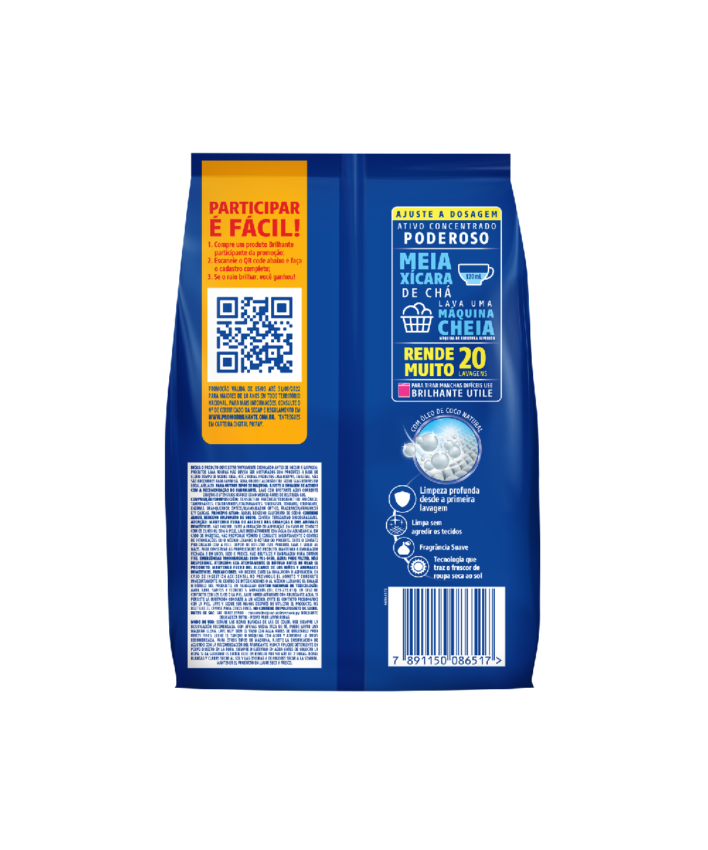 DETERGENTE EM PÓ BRILHANTE DELICADEZA TOTAL 1.6KG, FR C/7 - Tozzo ...