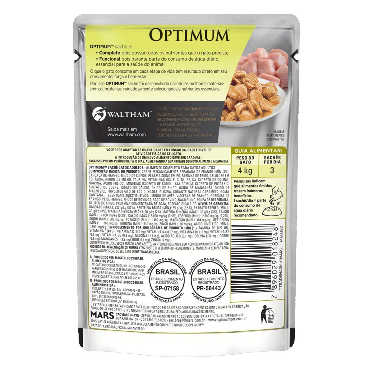 OPTIMUM CAT SACHÊ FRANGO ADULTO 85GR, KIT 6 UN - Tozzo Alimentos Ltda