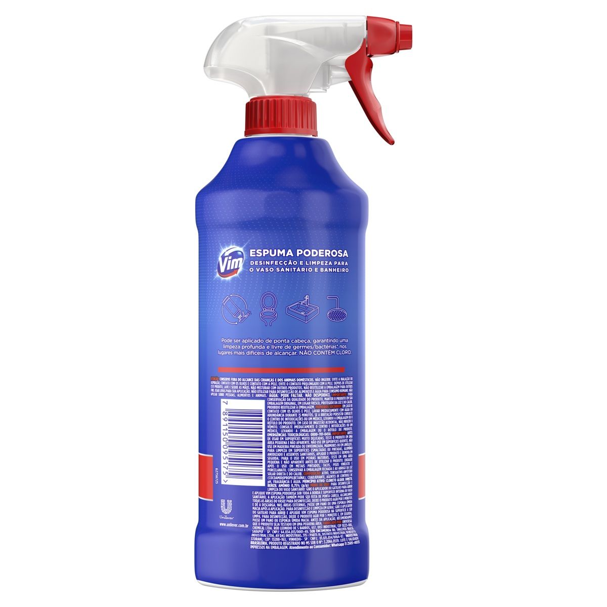 DESINFETANTE USO GERAL ORIGINAL VIM ESPUMA PODEROSA 450ML, CX C/6 ...