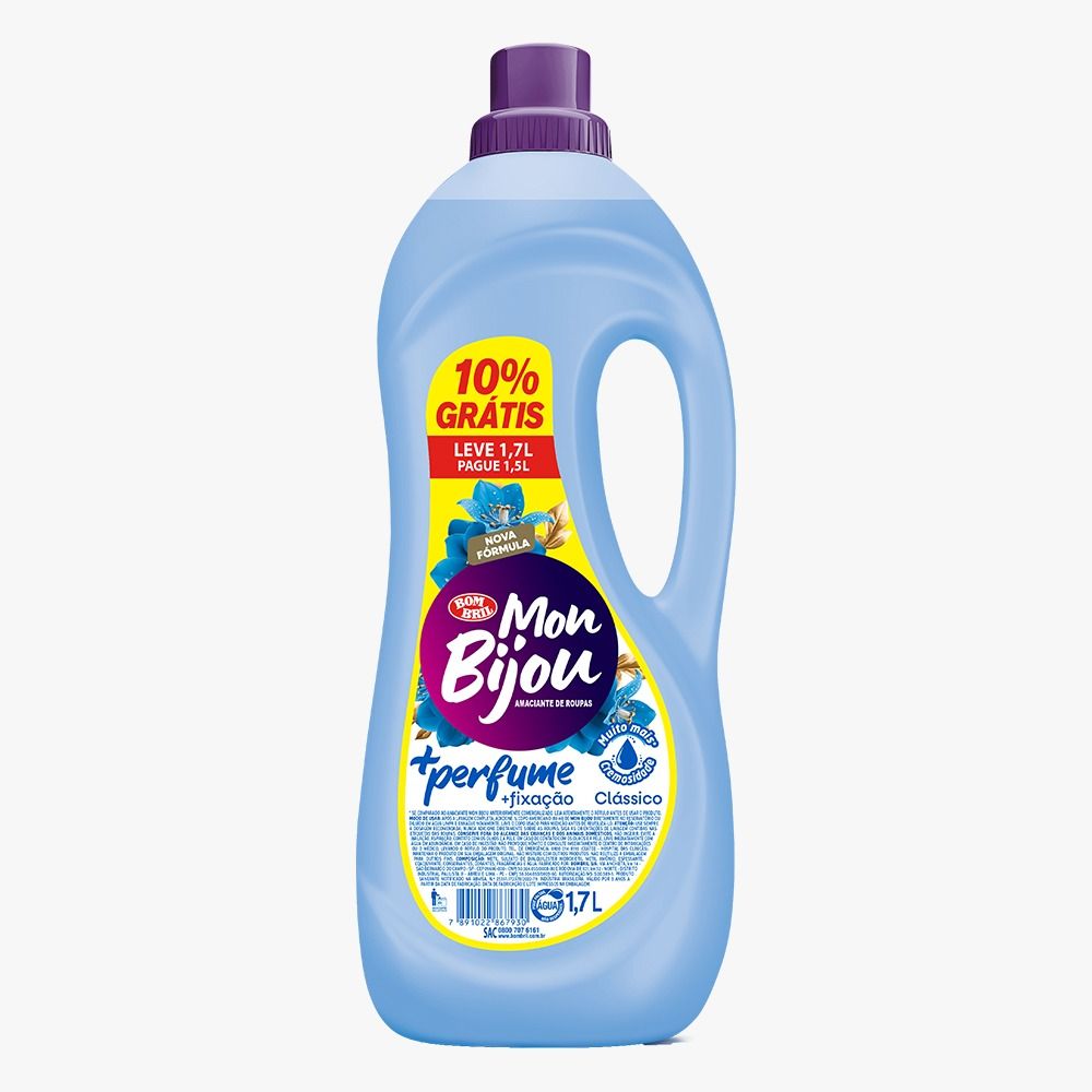 AMACIANTE MON BIJOU CLÁSSICO AZUL LEVE 1.7LT PAGUE 1.5LT, CX C/6 - Tozzo Alimentos Ltda