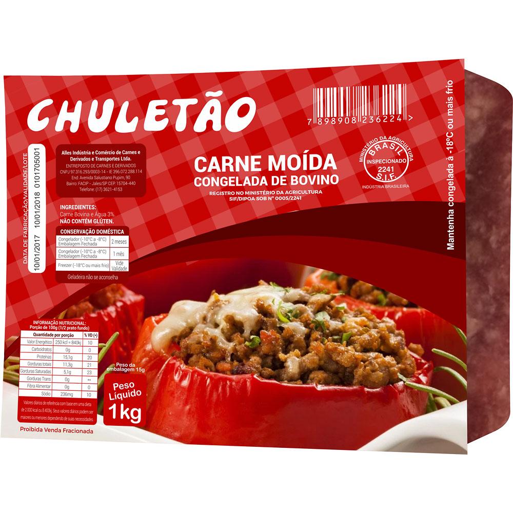 CARNE MOÍDA BOVINA CHULETÃO TERMOFORMADA 1KG, CX C/12 - Tozzo Alimentos ...