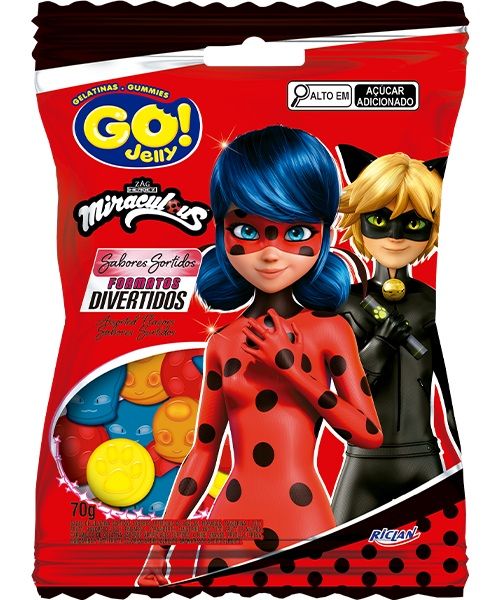 BALA RICLAN GELATINA GO JELLY LADY BUG SORTIDO 70GR - Tozzo Alimentos Ltda