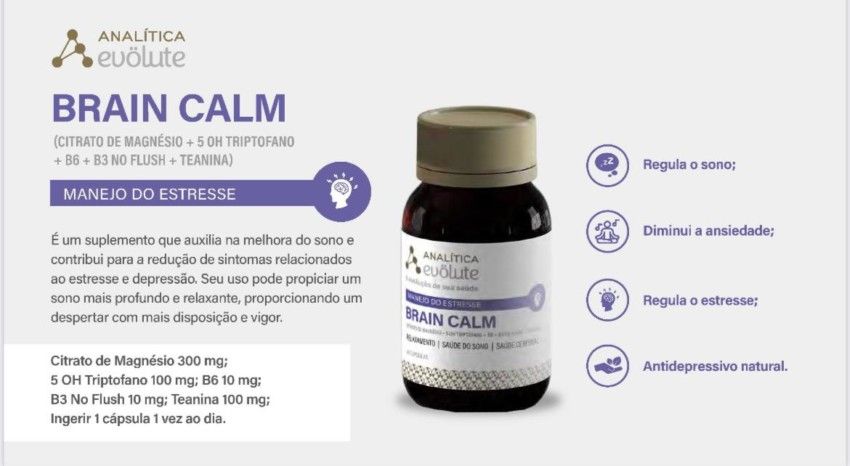 Brain Calm Evölute | 30 cápsulas | MG CITRATO 300MG + Associações ...